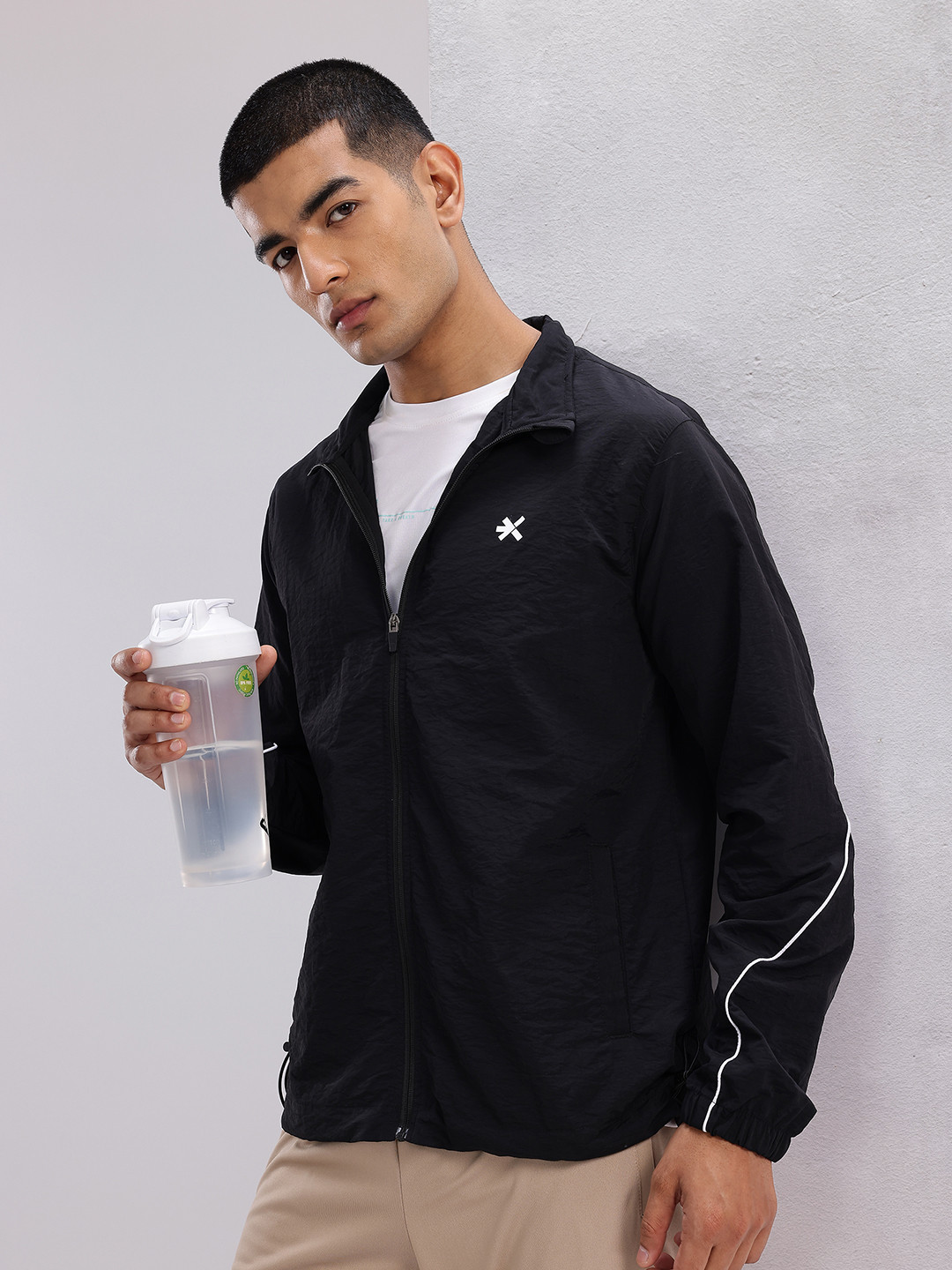 Buy HRX By Hrithik Roshan Mock Collar Rapid Dry Running Jacket With ...