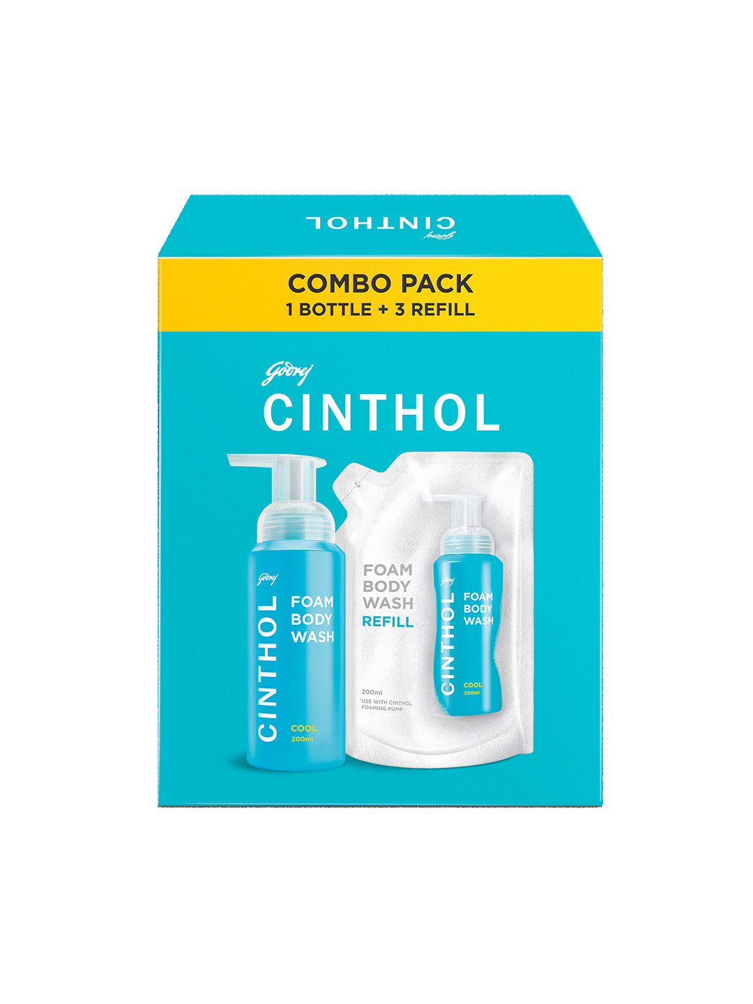 Buy Cinthol Cool Foaming Body Wash With 3 Refills Combo 200ml Each ...