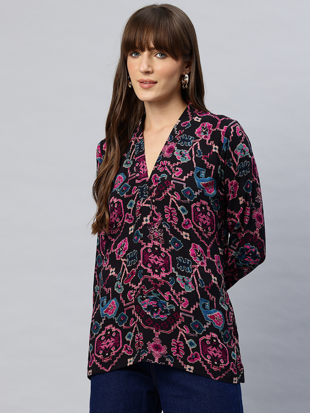 Buy One Femme Ikat Print Puff Sleeve Cotton Top - Tops for Women ...