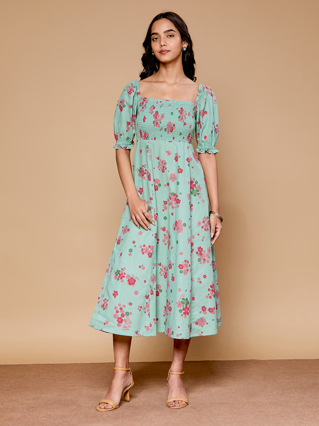 Buy Saaki Floral Print A Line Midi Dress - Dresses for Women 32986761 ...