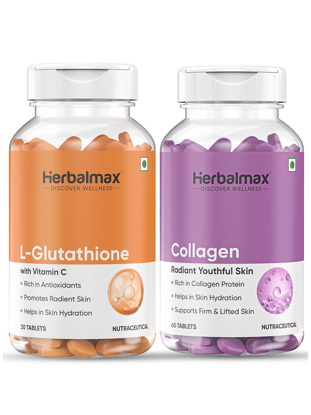 Buy Herbal Max Set Of 2 L Glutathione Vitamin C 30 Tabs & Collagen ...
