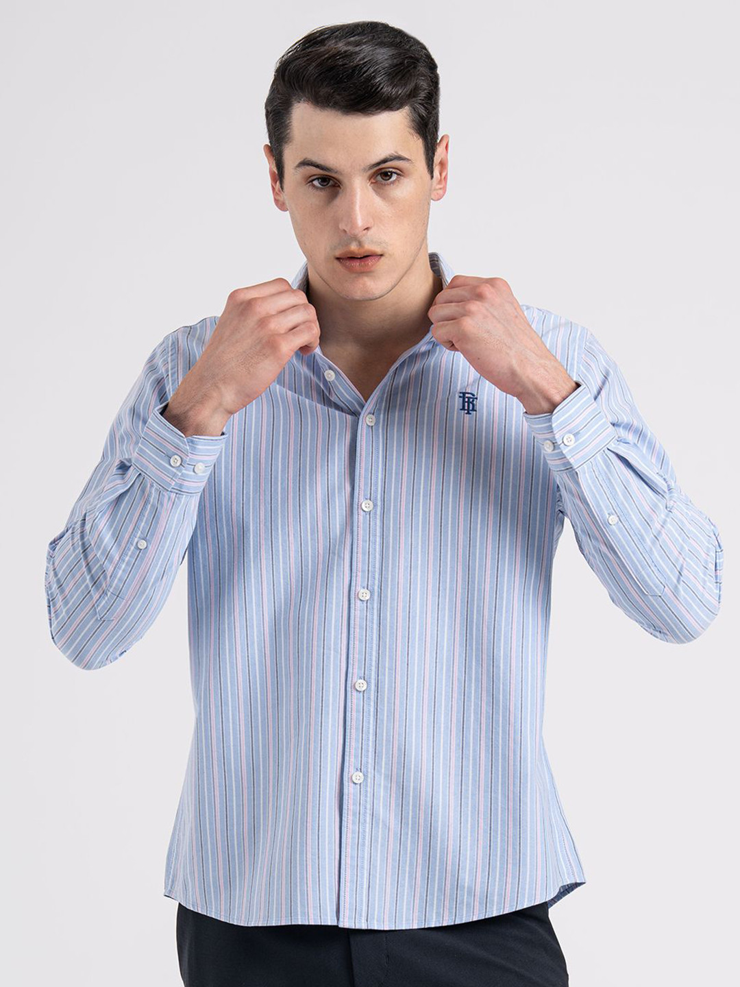Buy Red Tape Striped Shirt Collar Pure Cotton Shirt - Shirts for Men ...