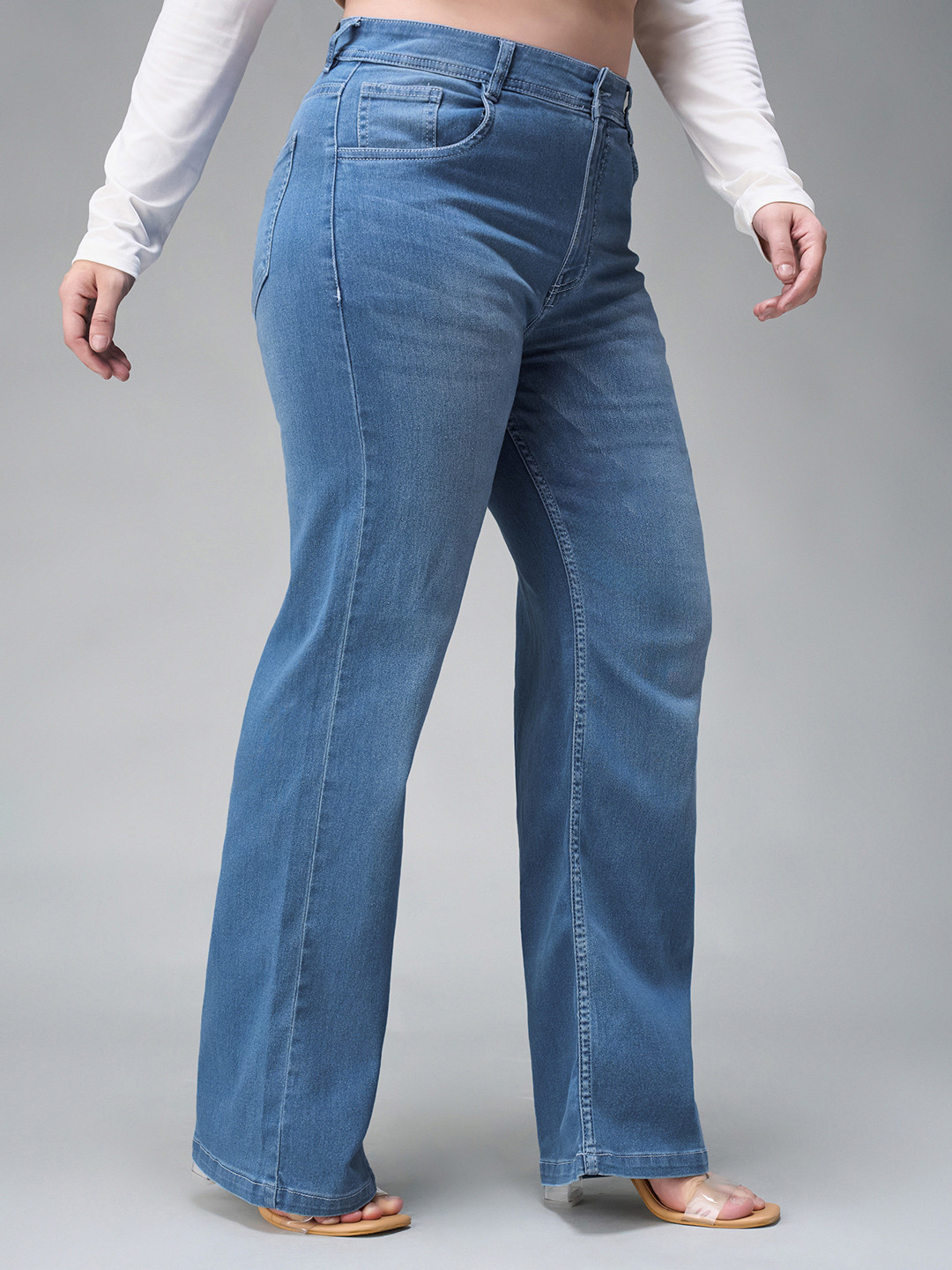 Buy Miss Chase A+ Women Wide Leg Light Fade Stretchable Jeans - Jeans ...
