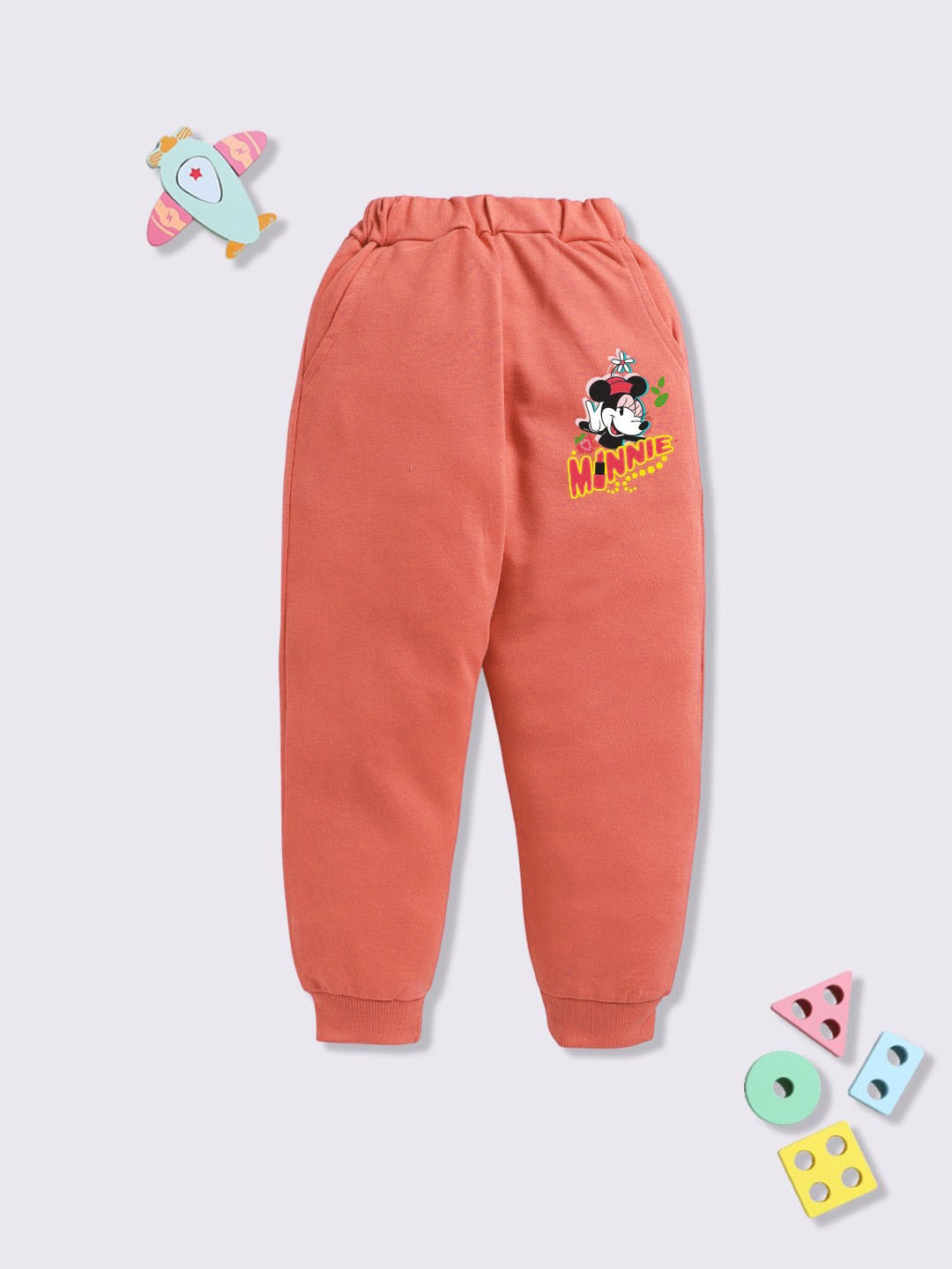 Buy YK Disney Girls Minnie Mouse Printed Cotton Joggers - Track Pants ...