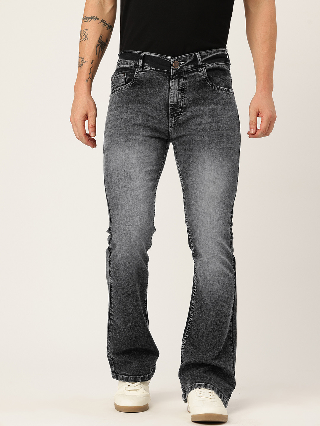 Buy PARIS HAMILTON Men Bootcut Mid Rise Heavy Fade Acid Wash ...