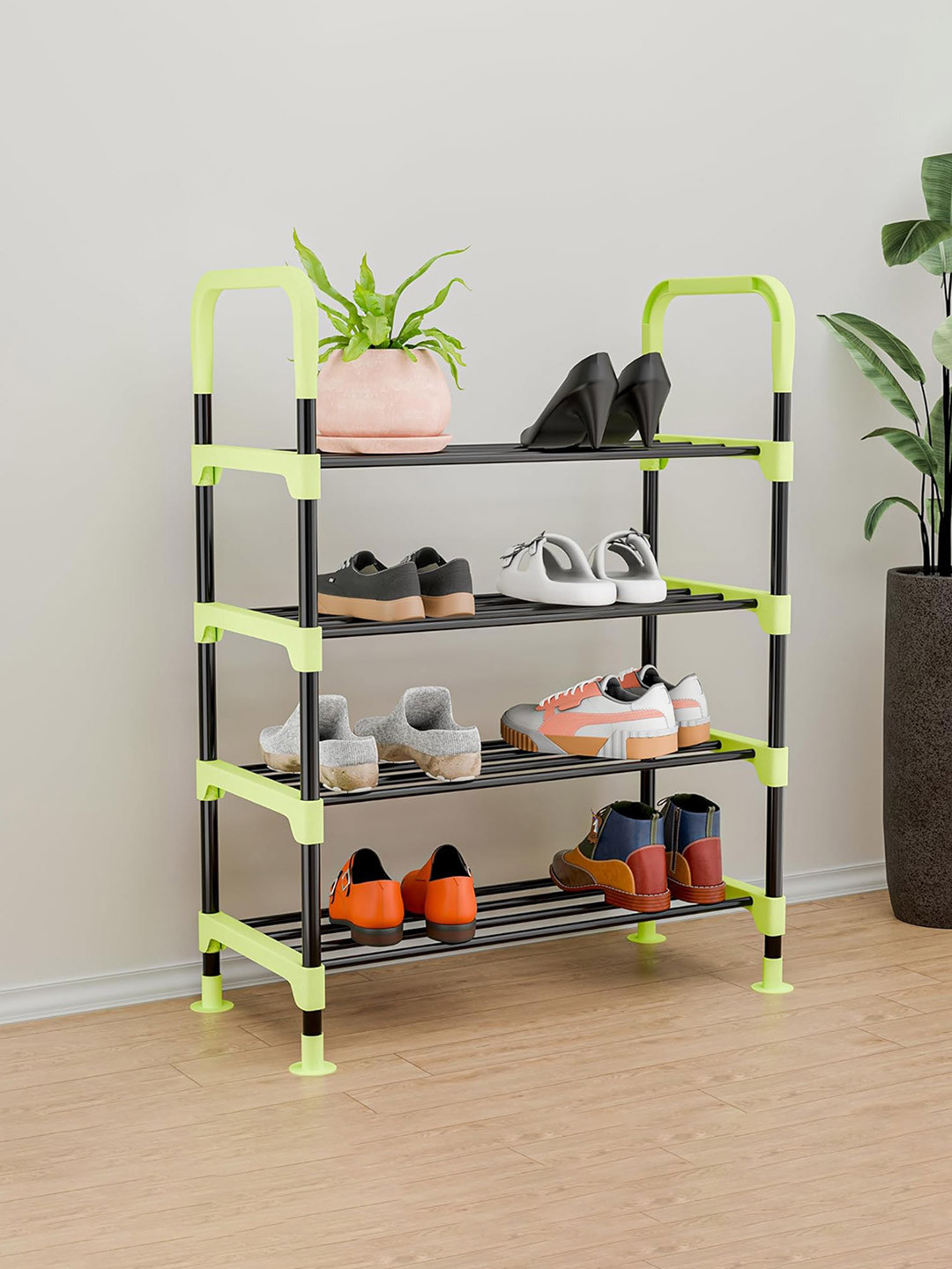 Buy Kuber Industries Black & Green 4 Layer Stackable Multipurpose Shoe ...