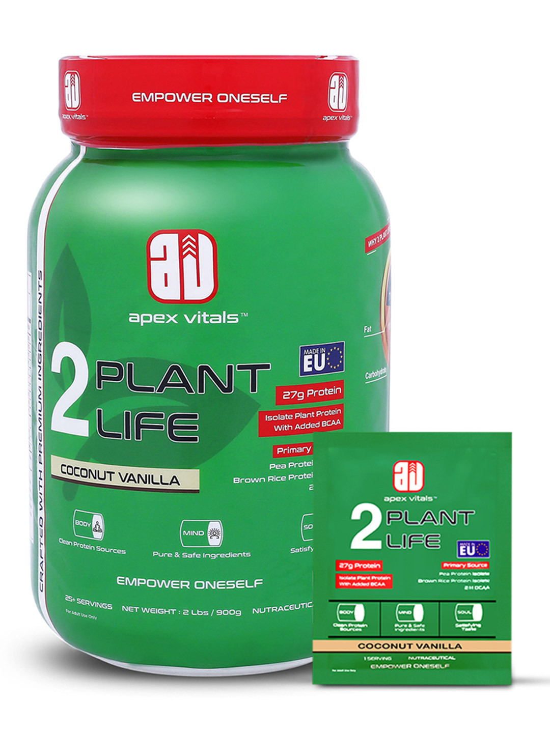 Buy Apex Vitals Coconut Vanilla Protein, 2000mg BCAA 2Plant Life ...