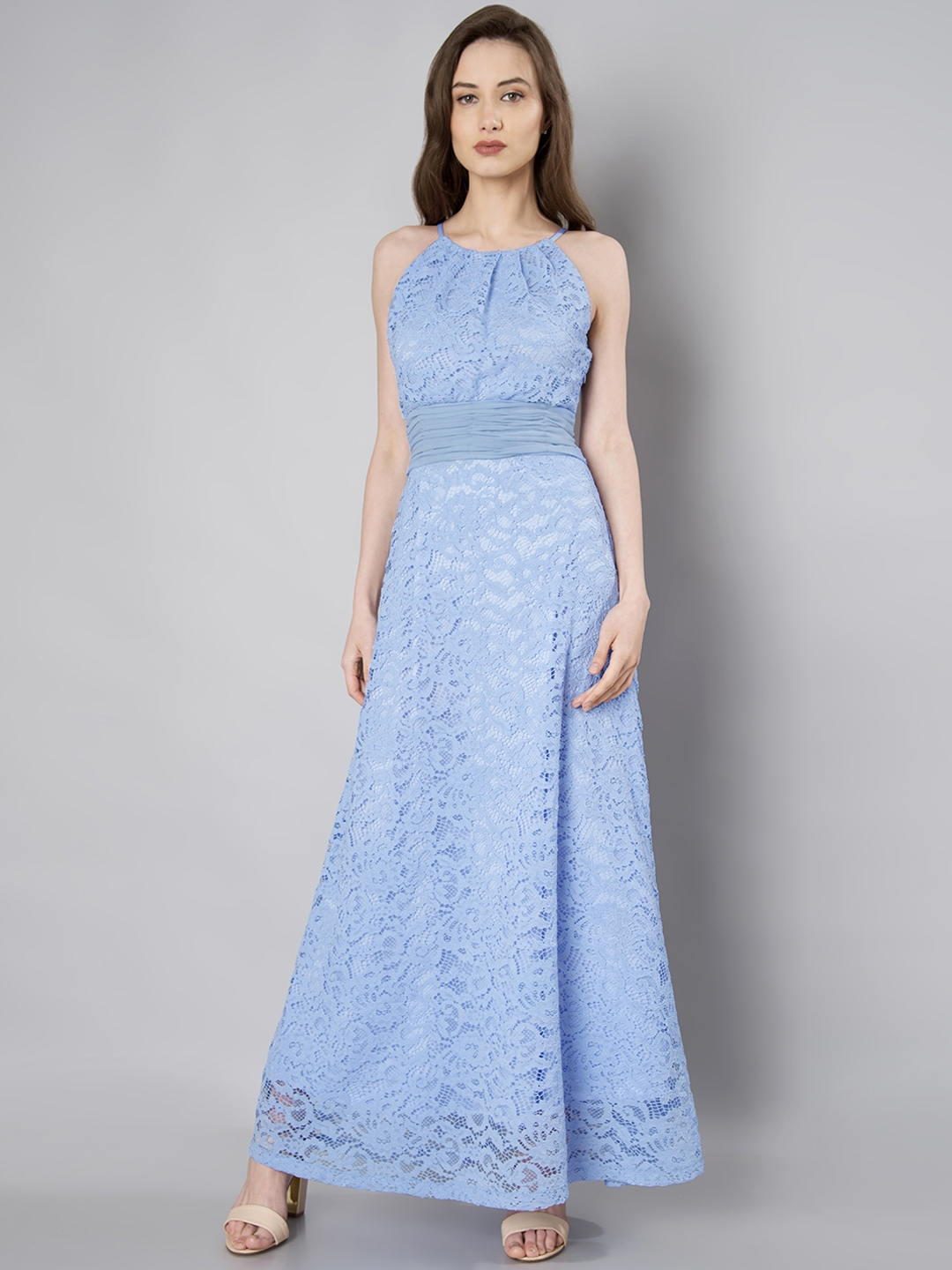 Buy Faballey Women Blue Solid Maxi Dress Dresses For Women 3315054
