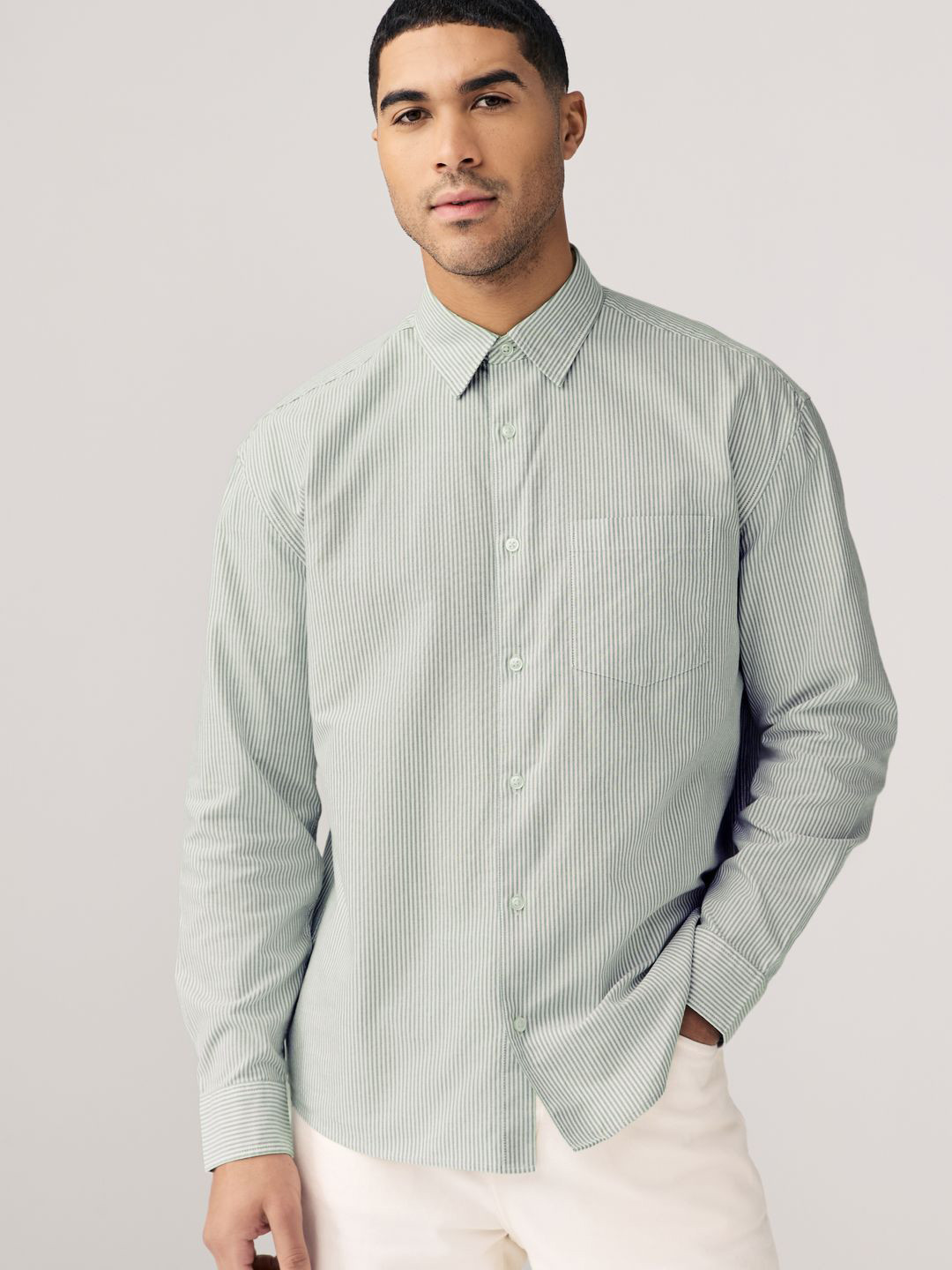 Buy NEXT Standard Fit Pinstriped Oxford Pure Cotton Shirt - Shirts for ...