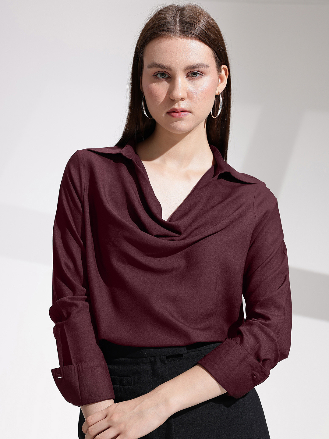 Buy Her By Invictus Cowl Neck Twisted Shirt Style Top - Tops for Women ...