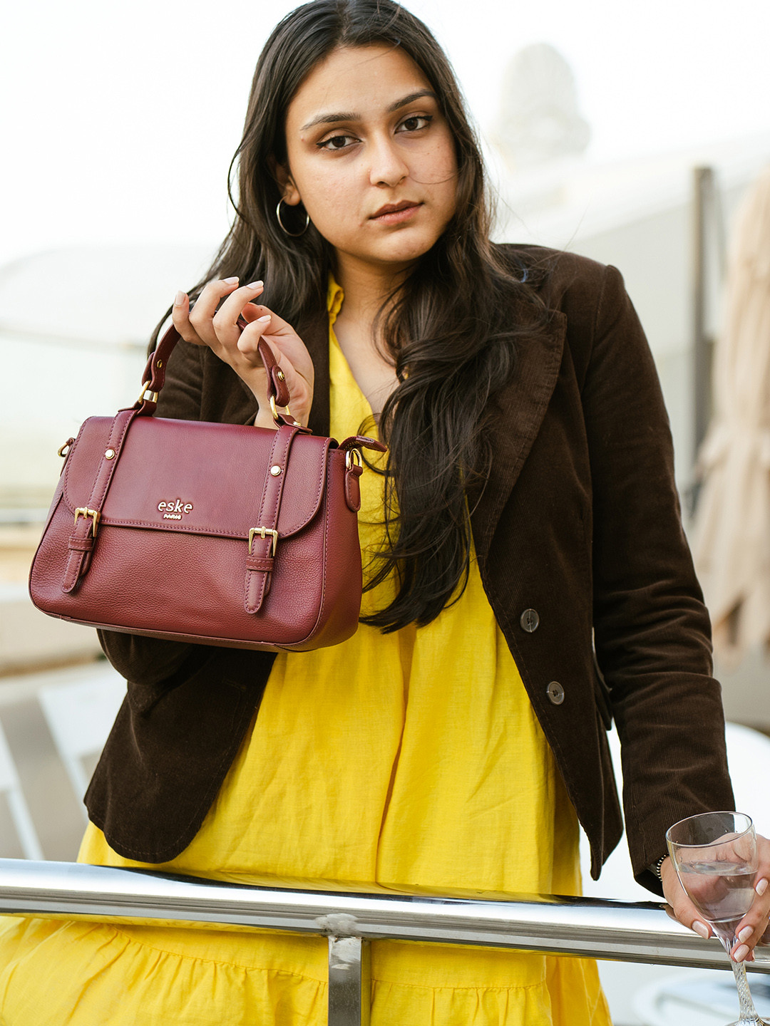 Buy Eske Women Textured Structured Leather Handheld Bag - Handbags for ...