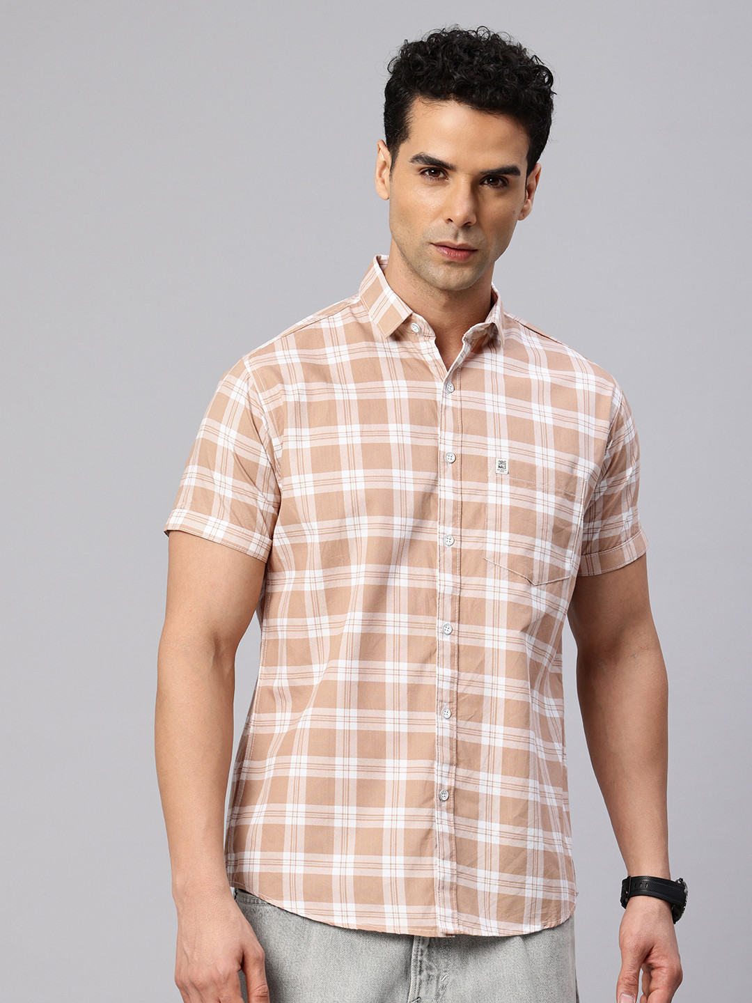 Buy Majestic Man Men Comfort Slim Fit Checked Pure Cotton Casual Shirt ...
