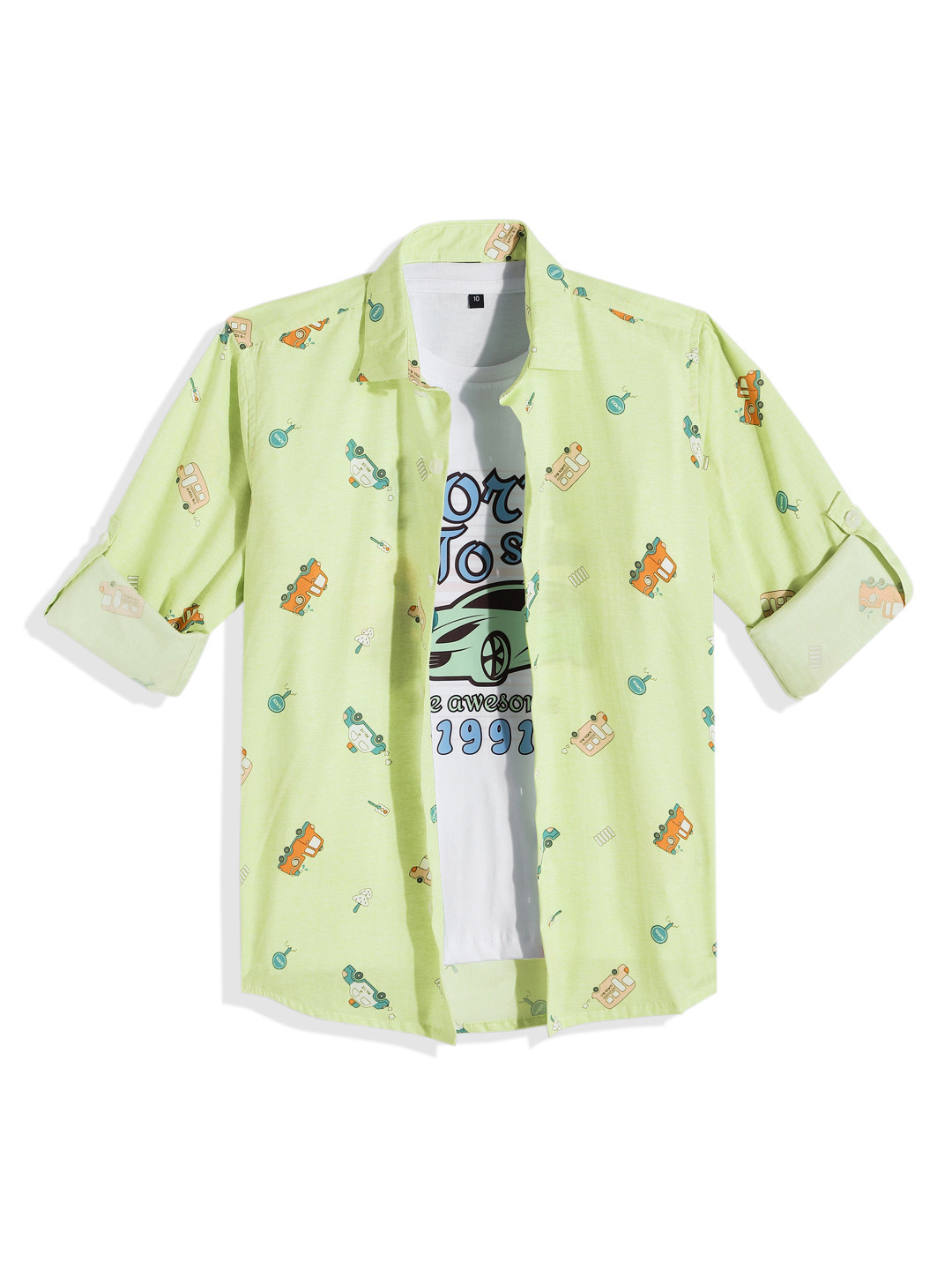 Buy CAVIO Boys Comfort Printed Pure Cotton Casual Shirt With T Shirt ...