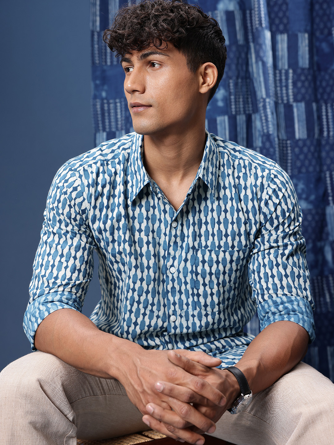 Buy Taavi Men Indigo Pure Cotton Casual Shirt - Shirts for Men 33200399 ...