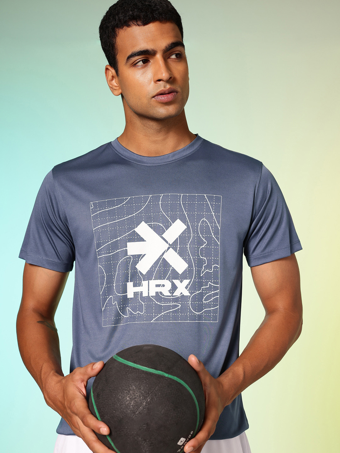 Buy HRX By Hrithik Roshan Men Brand Logo Printed Rapid Dry Training T ...