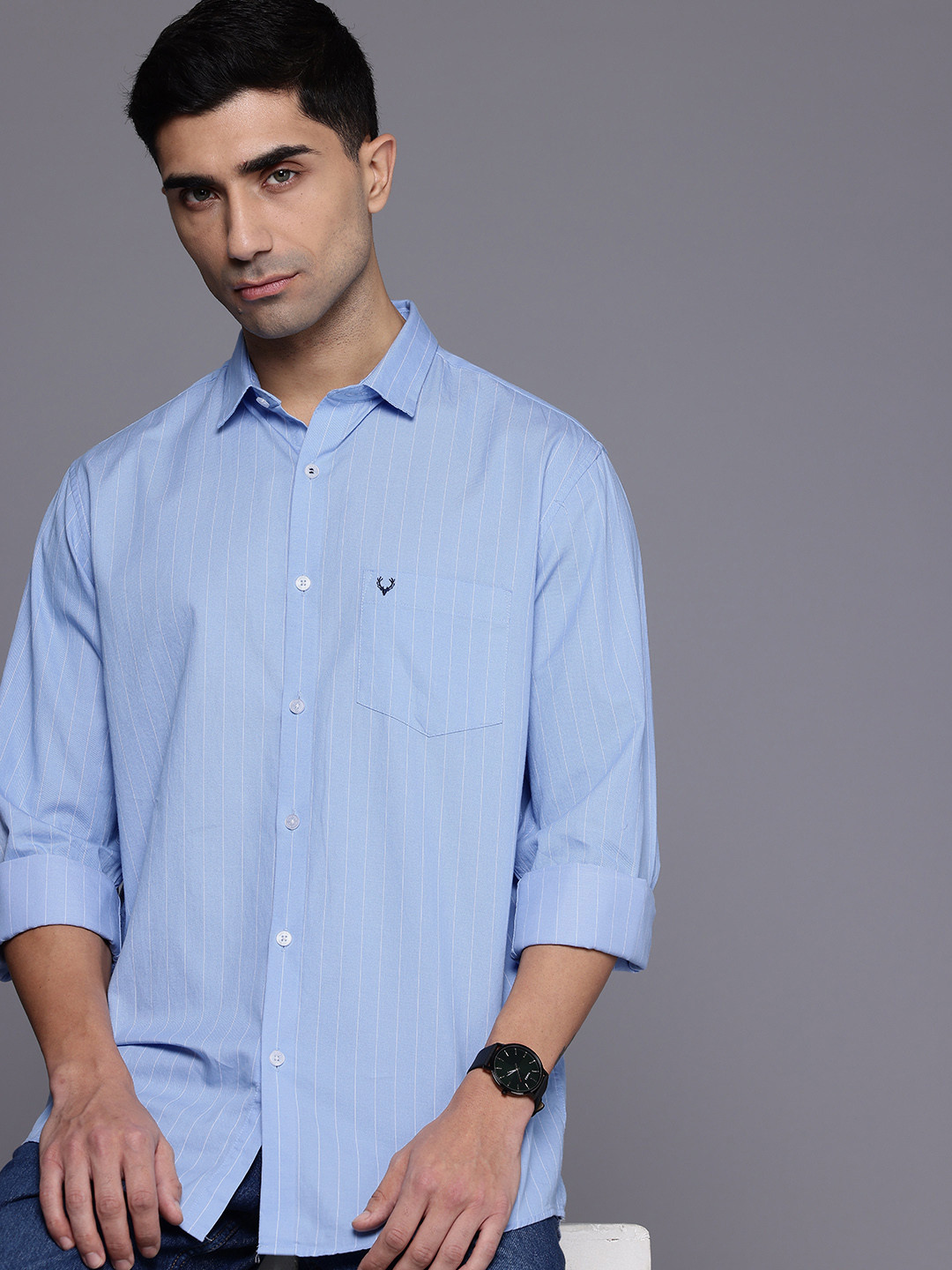 Buy Allen Solly Sport Fit Striped Pure Cotton Casual Shirt - Shirts for ...