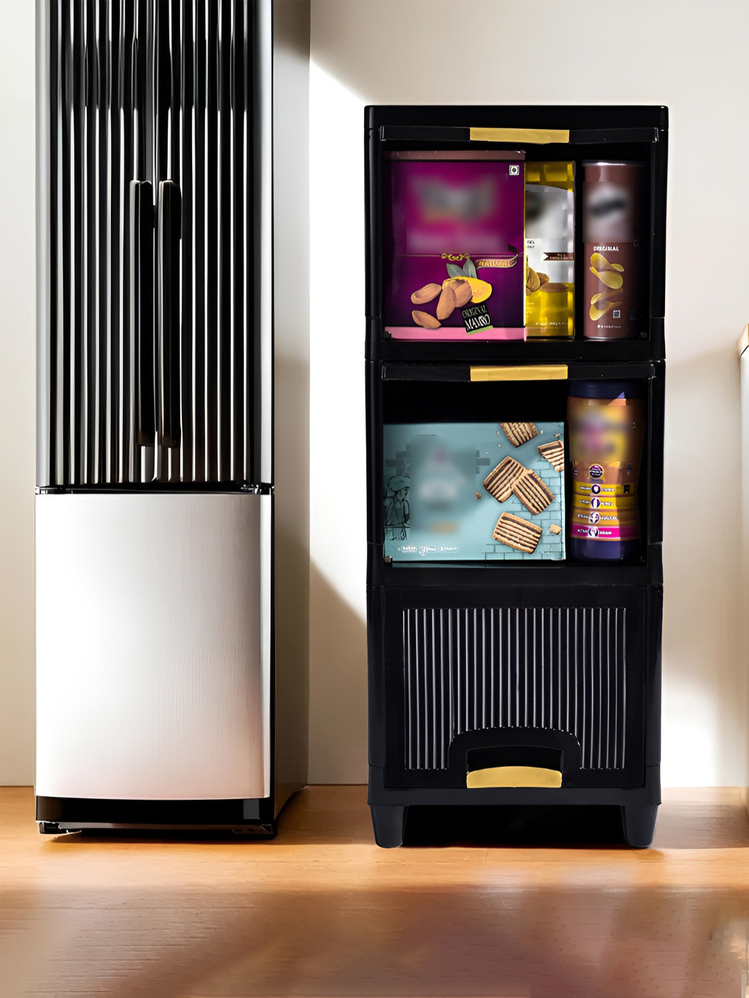 Buy Myntra Elegant Homes Black 3 Units Multipurpose Folding Cabinet ...