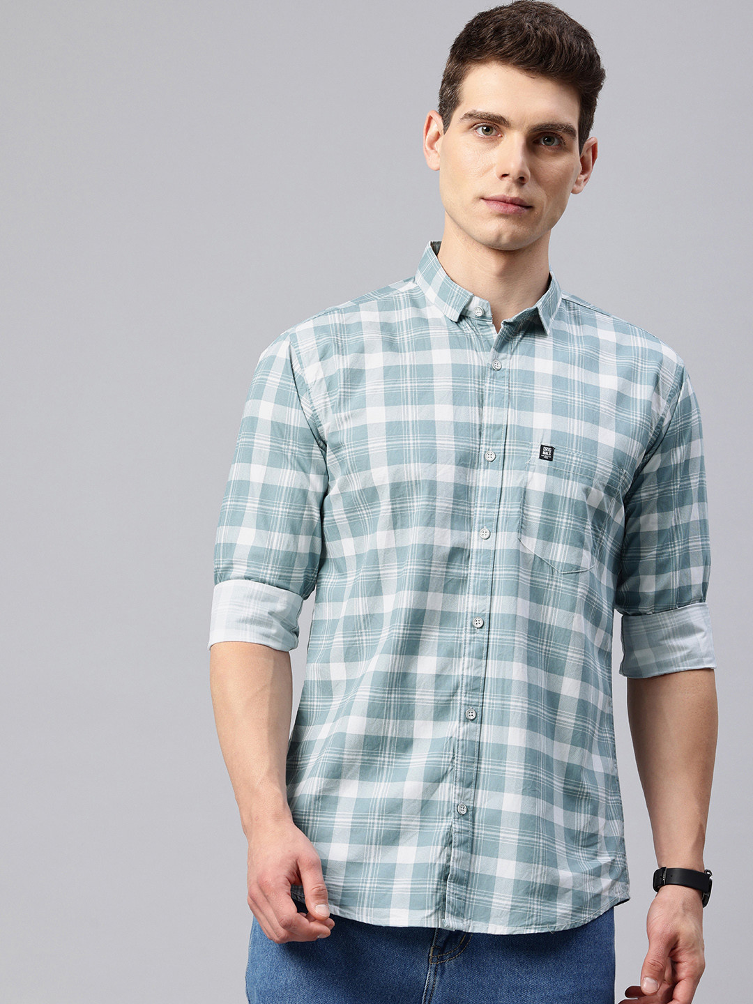 Buy Majestic Man Men Comfort Slim Fit Checked Pure Cotton Casual Shirt ...