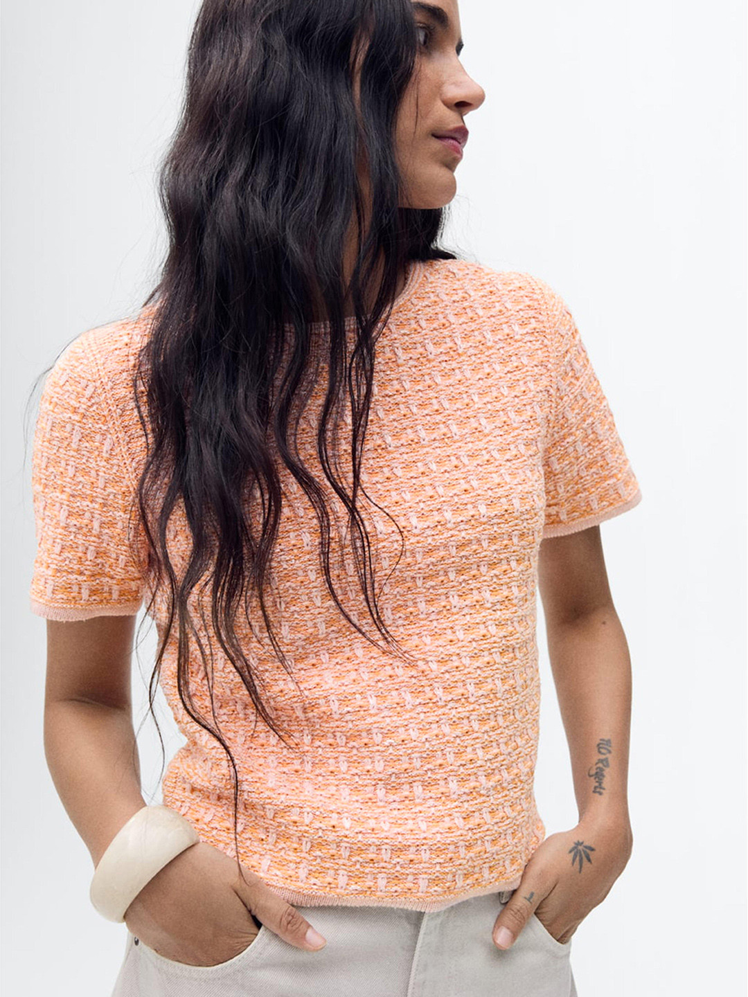 Buy MANGO Tweed Top - Tops for Women 33271910 | Myntra