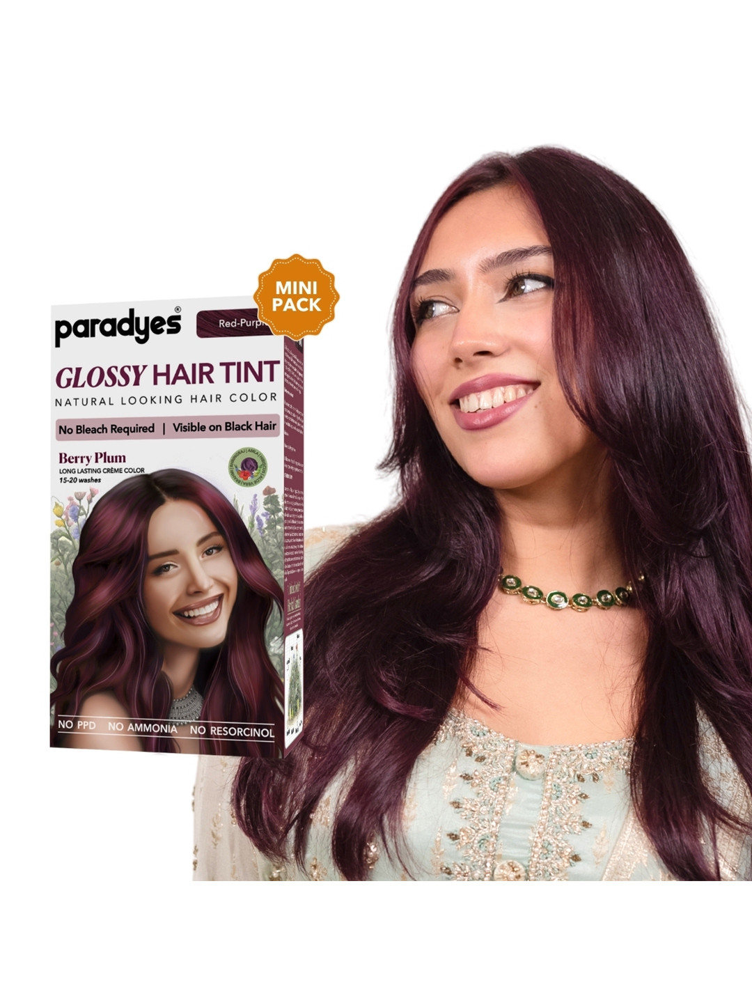 Buy Paradyes Semi Permanent Creme Glossy Tint Hair Color 80g Berry Plum ...