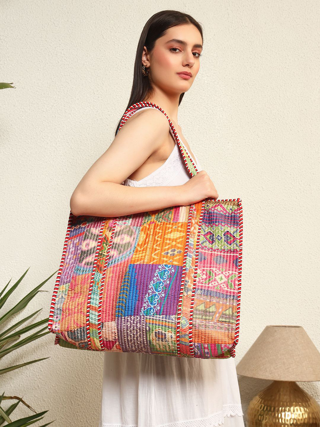 Buy HANDICRAFT PALACE Women Ethnic Motifs Printed Shopper Tote Bag ...