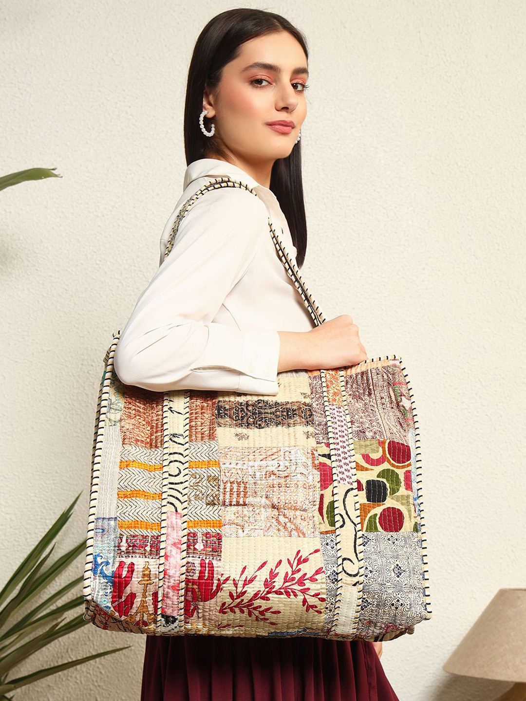 Buy HANDICRAFT PALACE Women Ethnic Motifs Printed Shopper Tote Bag ...