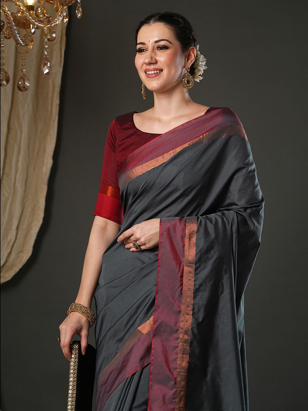 Buy Saree Mall Woven Design Zari Taant Sarees - Sarees for Women ...