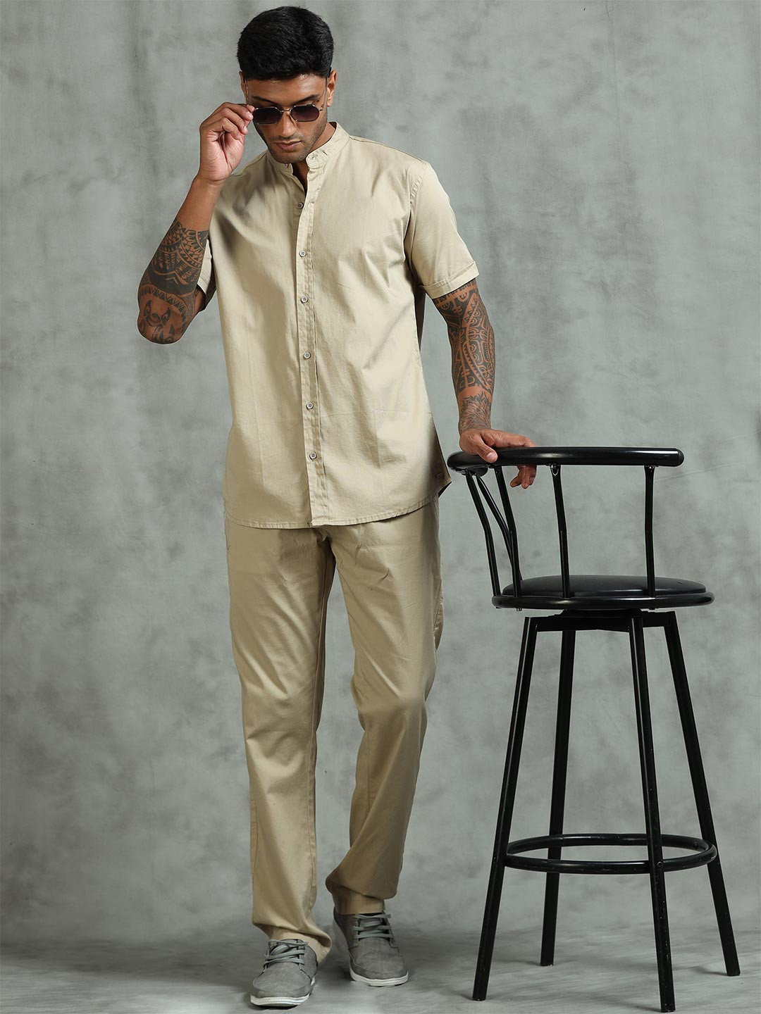 Buy Beevee Band Collar Shirt With Trouser - Co Ords for Men 33297369 | Myntra