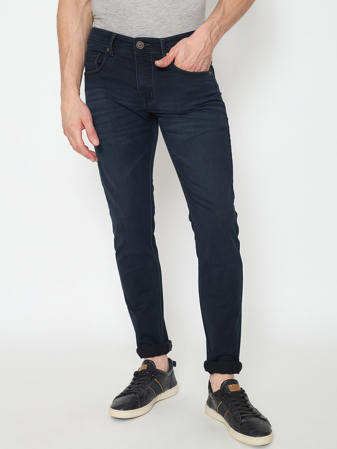 Buy Duke Men Slim Fit Mid Rise Light Fade Stretchable Cotton Jeans ...
