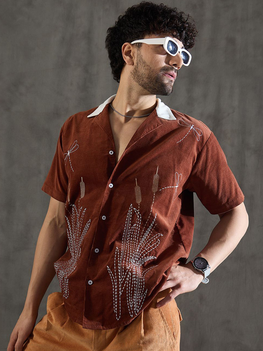 Buy FUGAZEE Men Relaxed Fit Solid Cuban Collar Cotton Casual Shirt ...