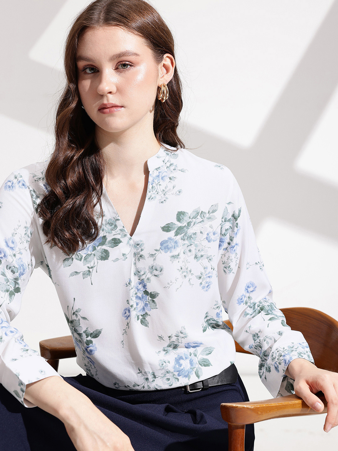 Buy Her By Invictus Floral Print Extended Sleeves Cotton Top - Tops for ...