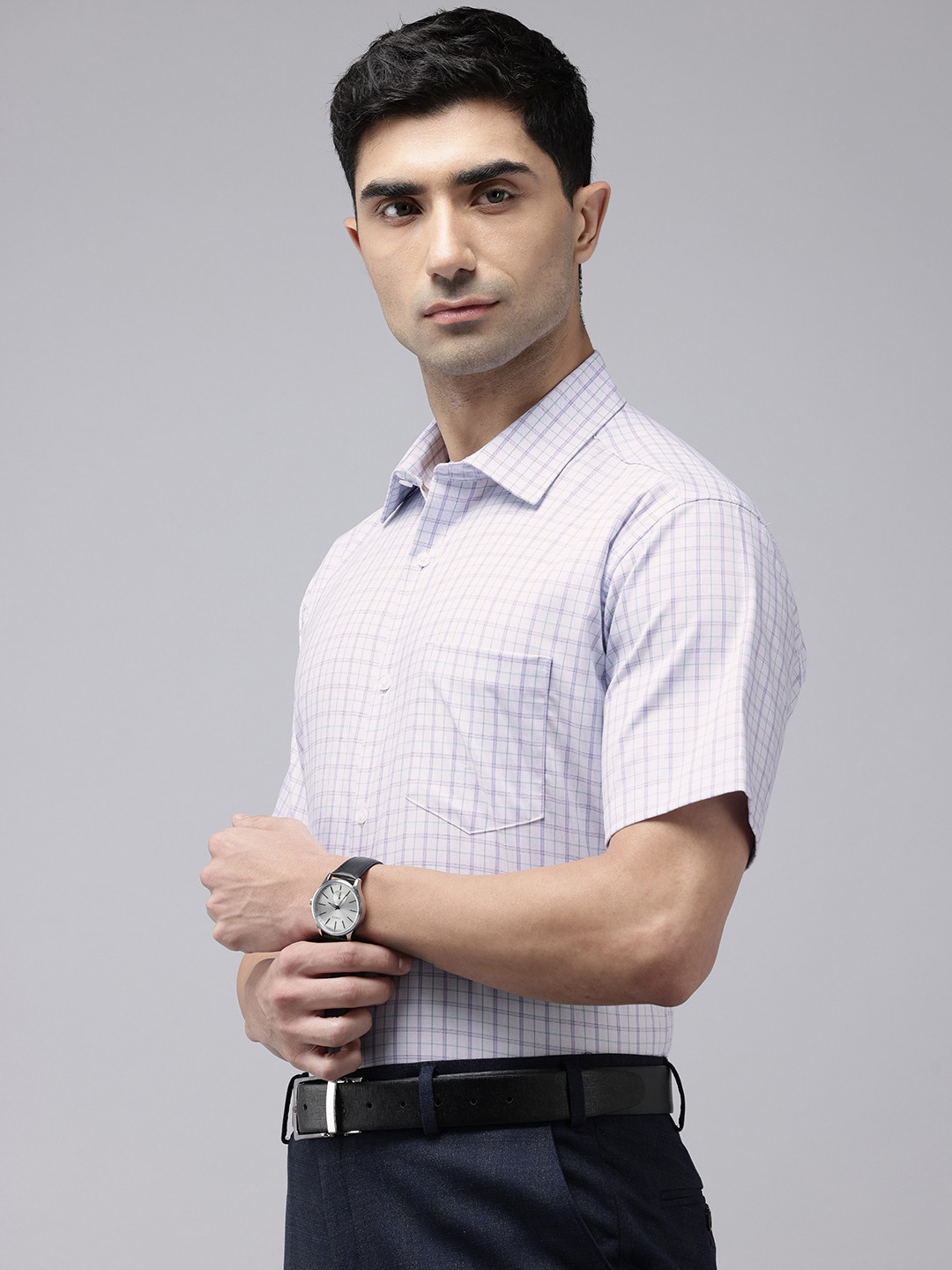 Buy Van Heusen Custom Fit Checked Pure Cotton Formal Shirt - Shirts for ...