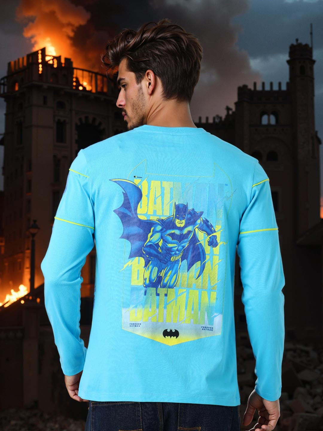 Buy The Indian Garage Co Men Batman Graphic Printed Round Neck Cotton ...