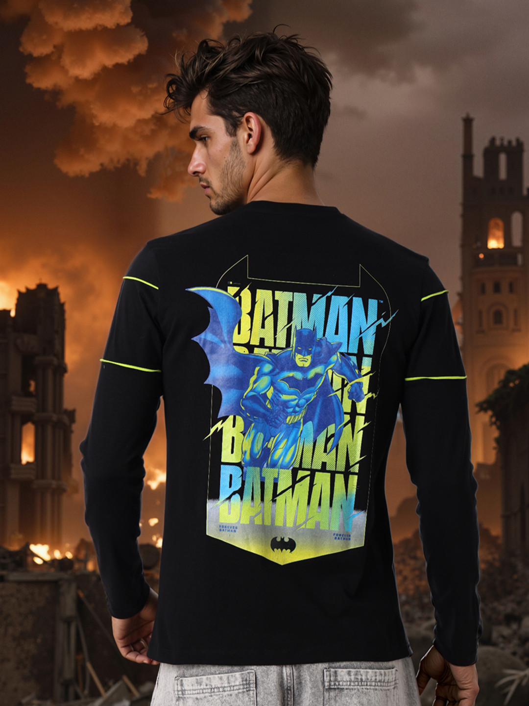 Buy The Indian Garage Co Men Batman Graphic Printed Round Neck Cotton ...