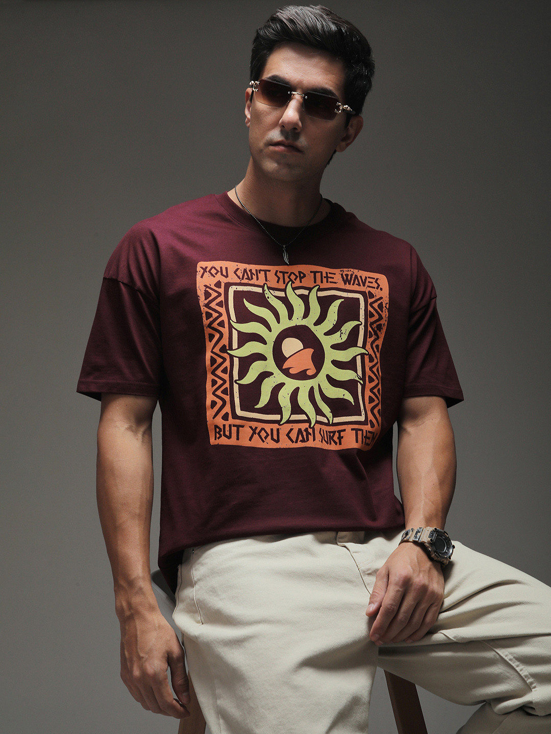 Buy Stormborn Men Drop Shoulder Printed Cotton Oversized Tshirt ...