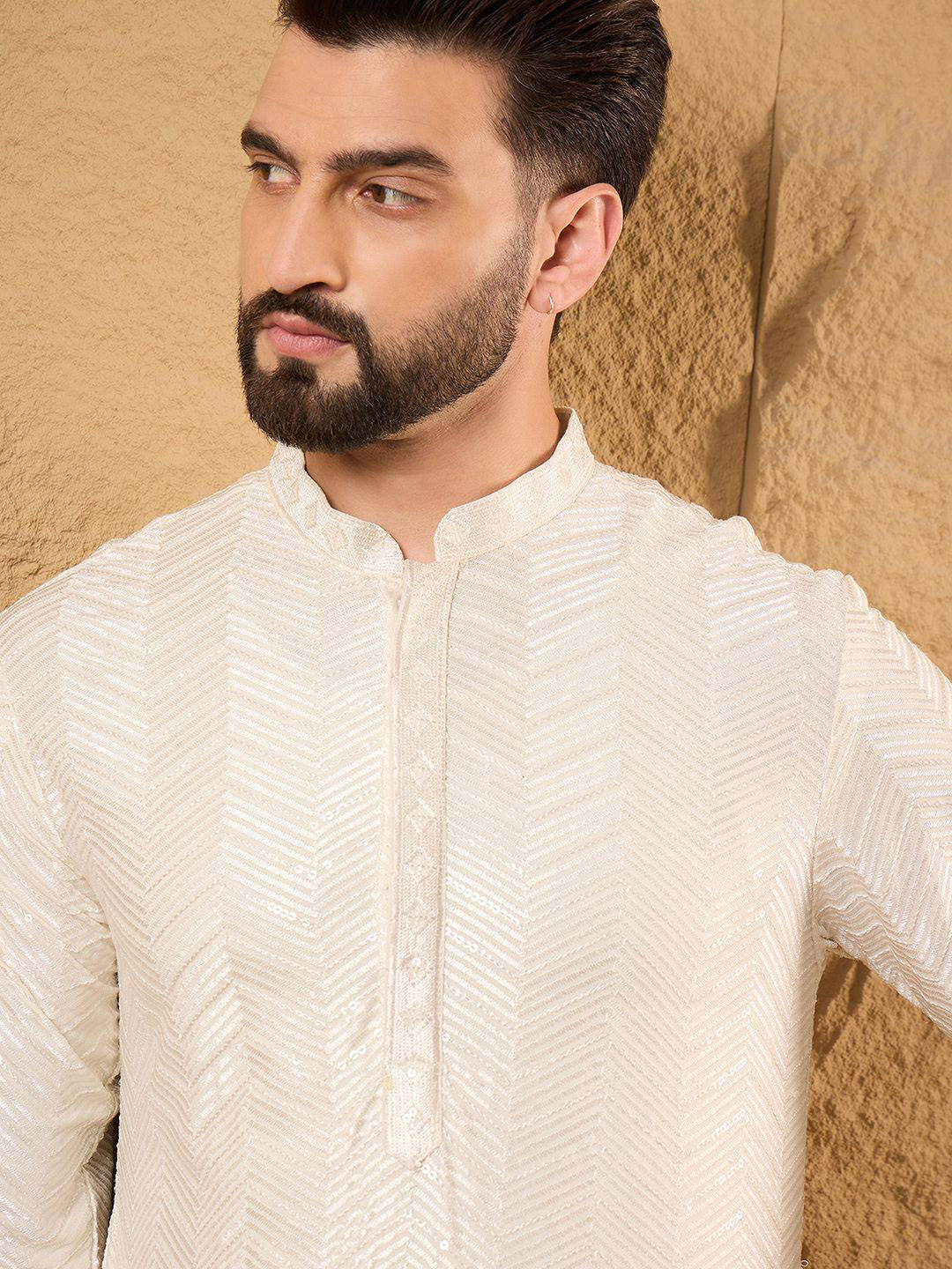 Buy House Of Pataudi Chevron Embroidered Straight Kurta - Kurtas for ...