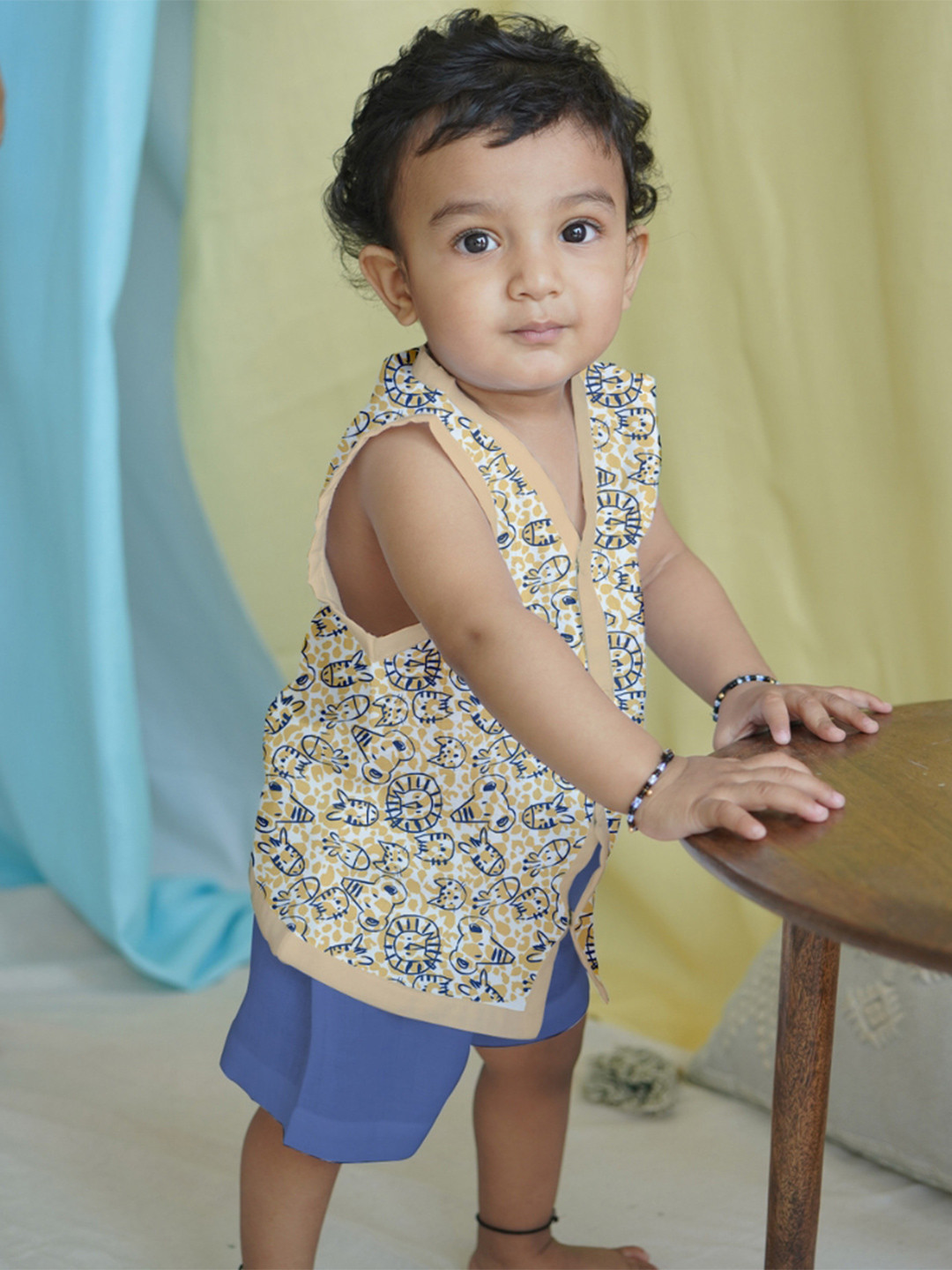 Buy The Boo Boo Club Unisex Kids Printed Organic Muslin Jhabla & Short ...