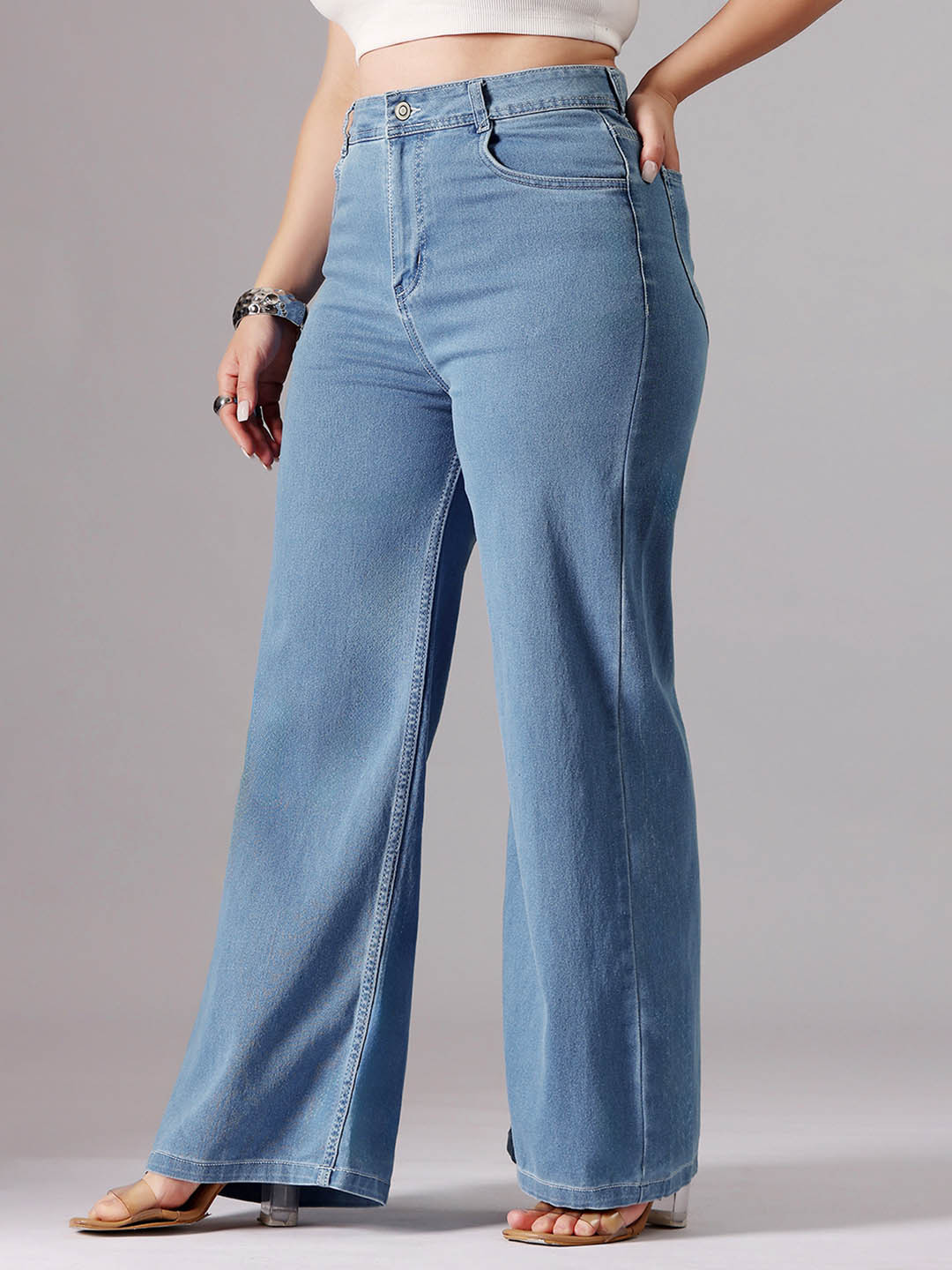 Buy Miss Chase A+ Women Wide Leg High Rise Stretchable Jeans - Jeans ...