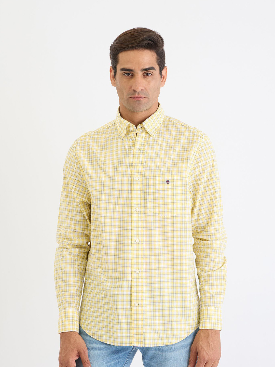 Buy GANT Men Grid Tattersall Checks Opaque Checked Casual Shirt ...
