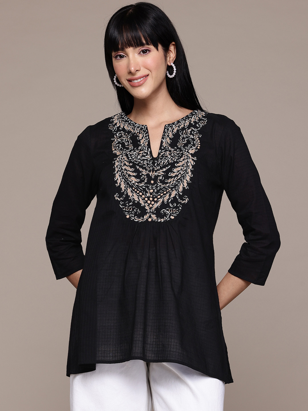 Buy Ritu Kumar Embroidered Pure Cotton Kurti - Kurtis for Women ...