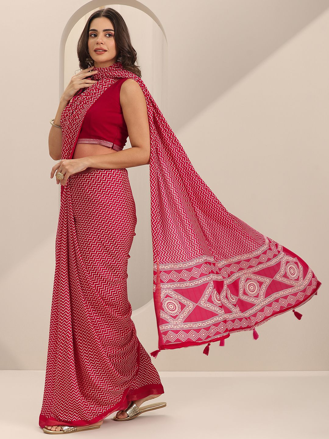 Buy Libas Leheriya Poly Georgette Saree - Sarees for Women 33438935 ...