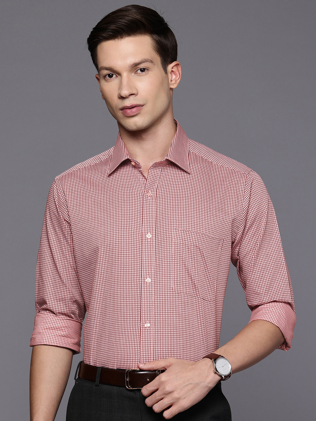 Buy Raymond Pure Cotton Slim Fit Checked Formal Shirt - Shirts for Men ...