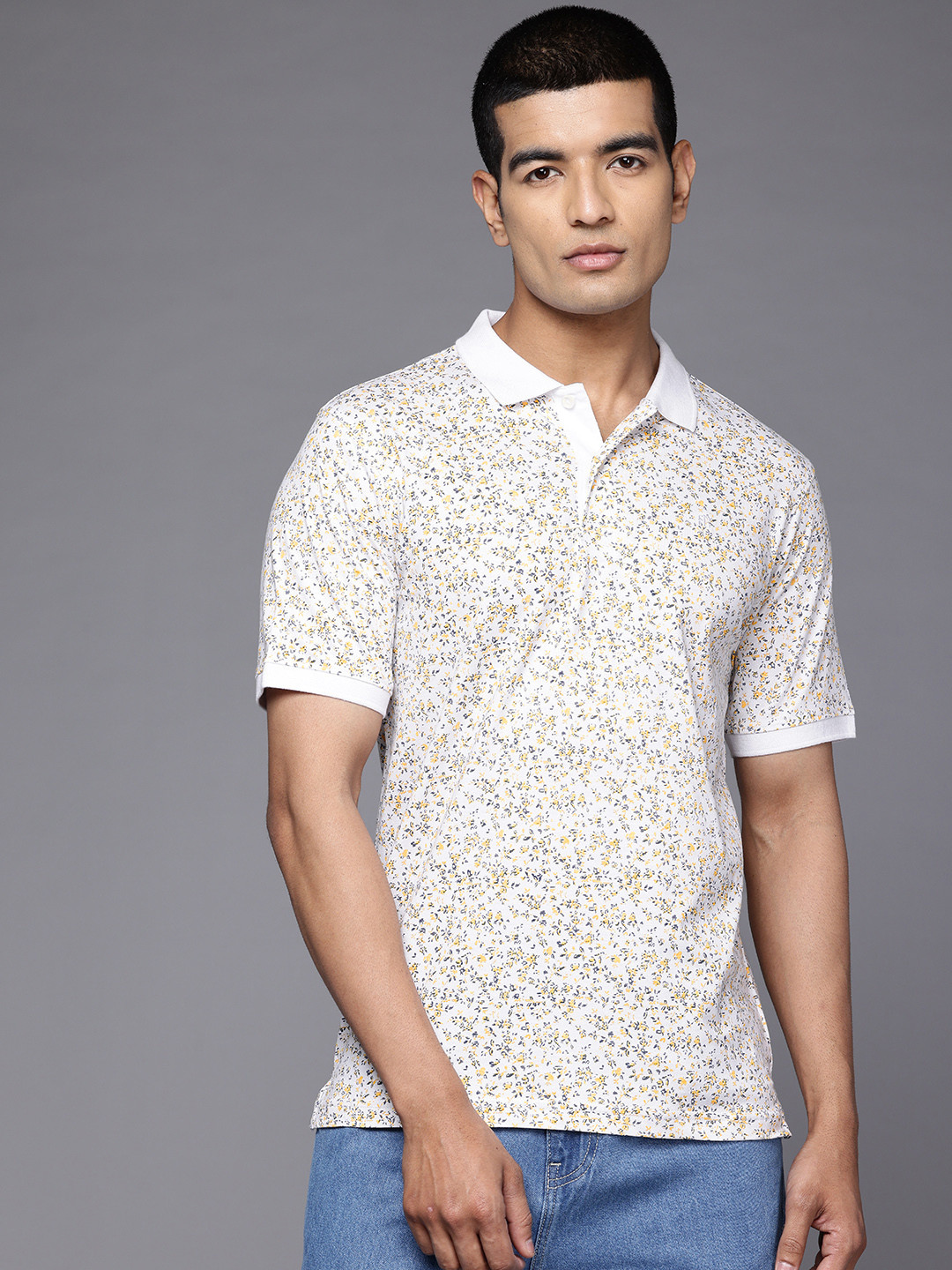 Buy Raymond Printed Polo Collar Pure Cotton Slim Fit T Shirt - Tshirts ...