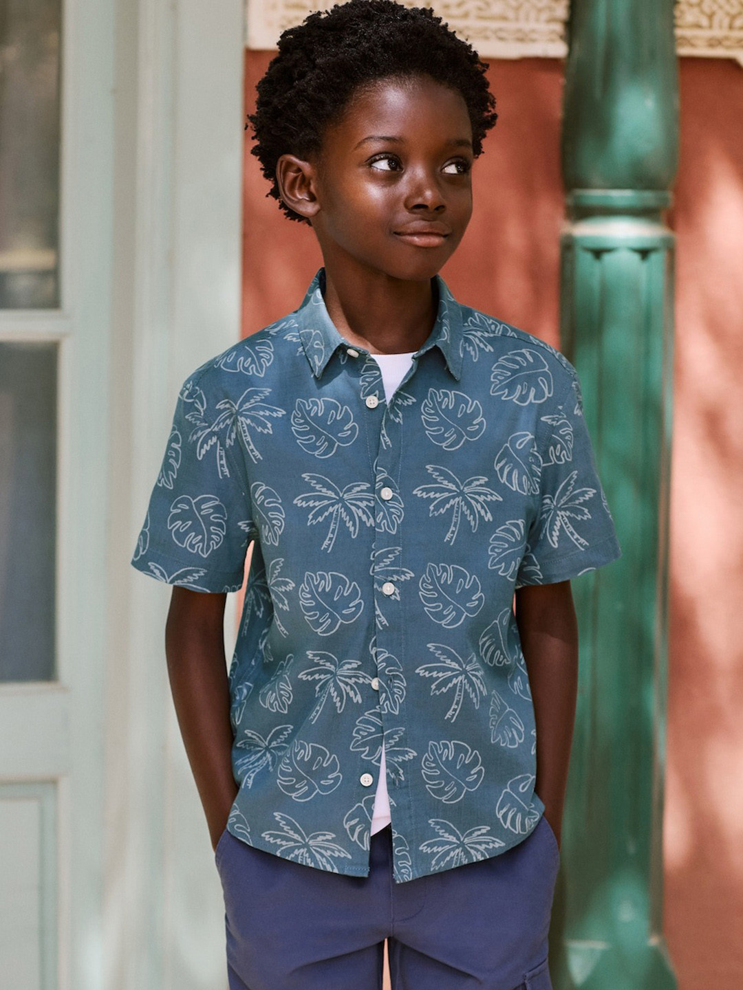 Buy Mango Kids Boys Floral Print Pure Cotton Spread Collar Casual Shirt ...