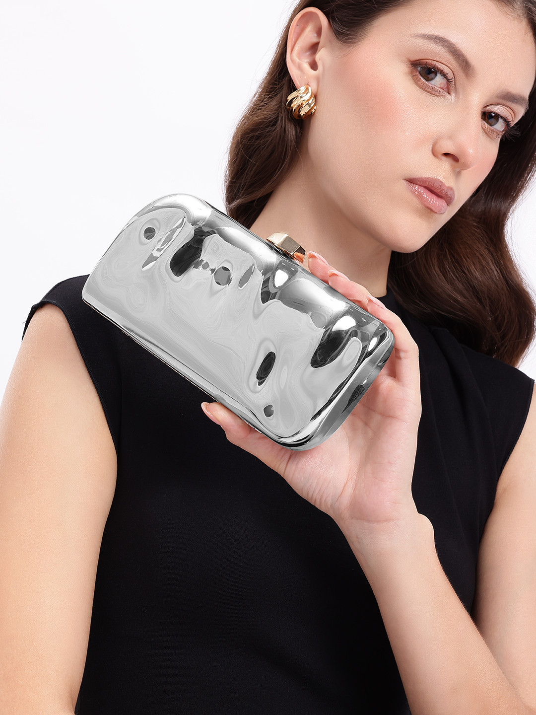 Buy MANGO Clutch With Detachable Chain Strap - Clutches for Women ...