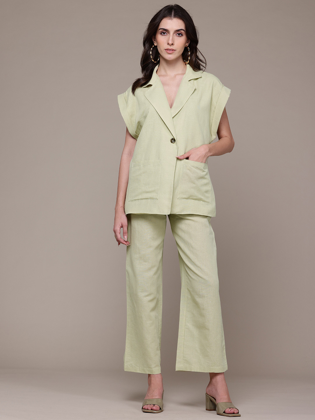 Buy Label Ritu Kumar Coton Linen Top With Trousers - Co Ords for Women ...