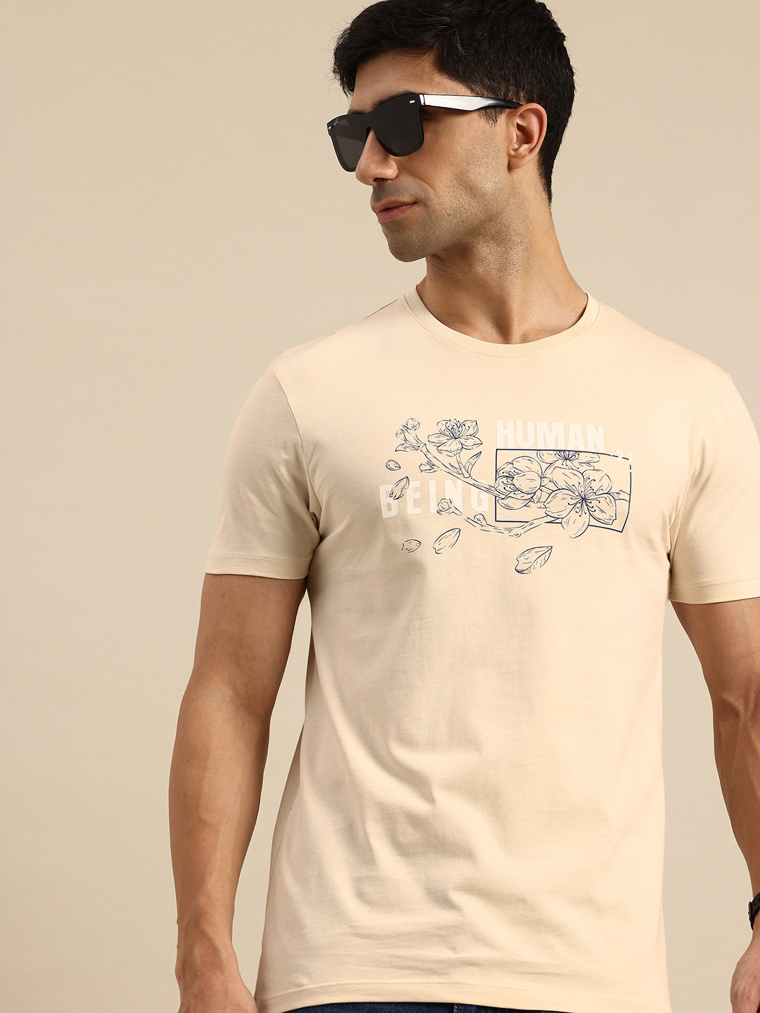 Buy Being Human Brand Logo Printed Pure Cotton Slim Fit T Shirt ...