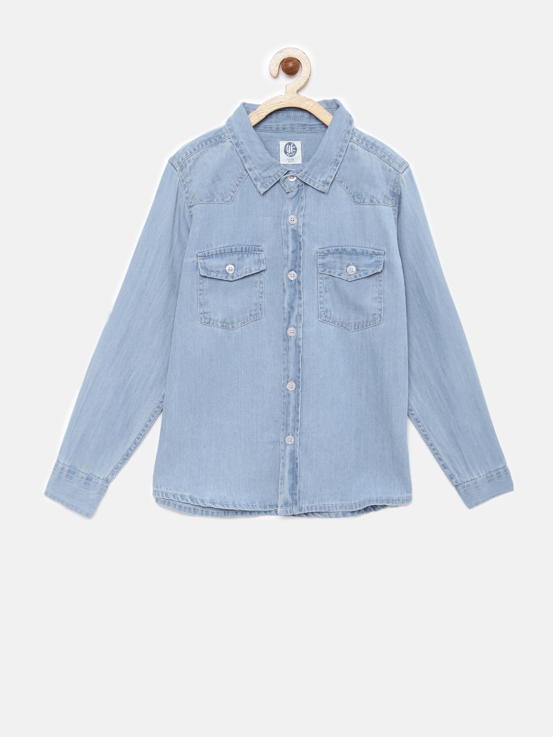 Buy YK Boys Blue Regular Fit Faded Denim Casual Shirt - Shirts for Boys ...