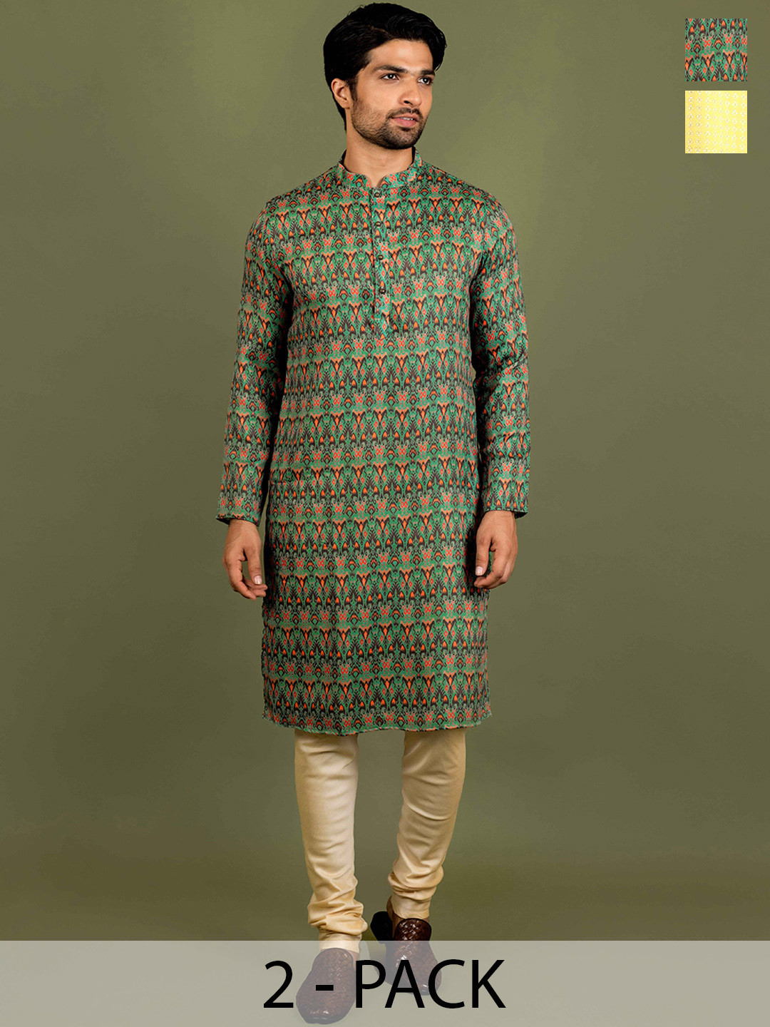 Buy KISAH Men Pack Of 2 Embroidered Sequinned Kurta - Kurtas for Men ...