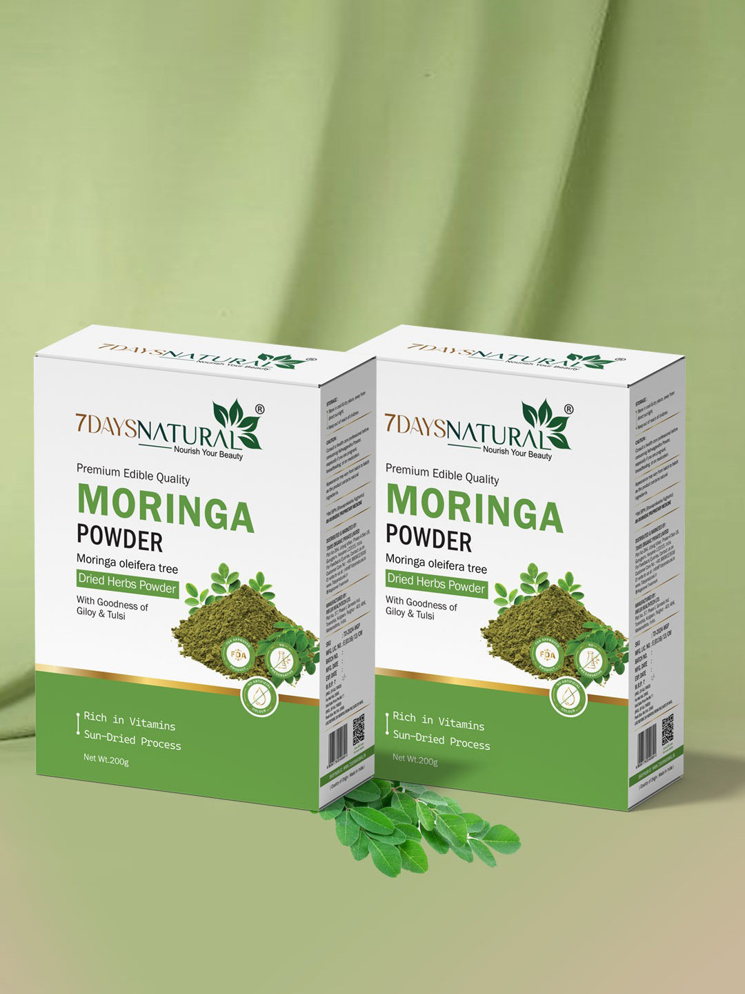 Buy 7 DAYS Set Of 2 Natural Moringa Powder 200 G Each - Nutrition And ...